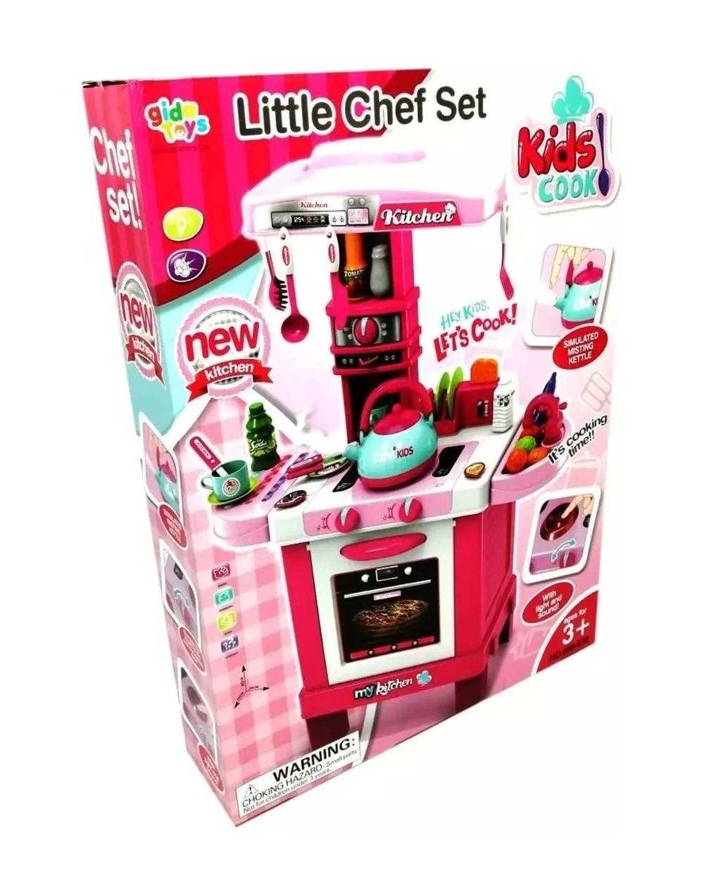 Cocina Grande De Juguete Rosada Luces, Sonidos, Tetera Humo
