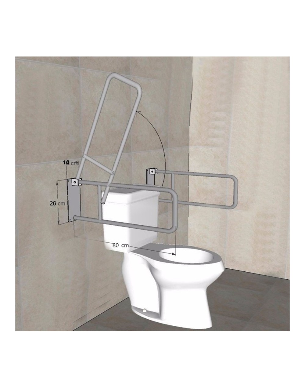 Baranda En Acero Inoxidable Abatible De Baño Para Discapacitados